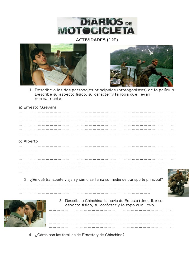 Diarios de Motocicleta - Actividades (Primer Curso) | PDF