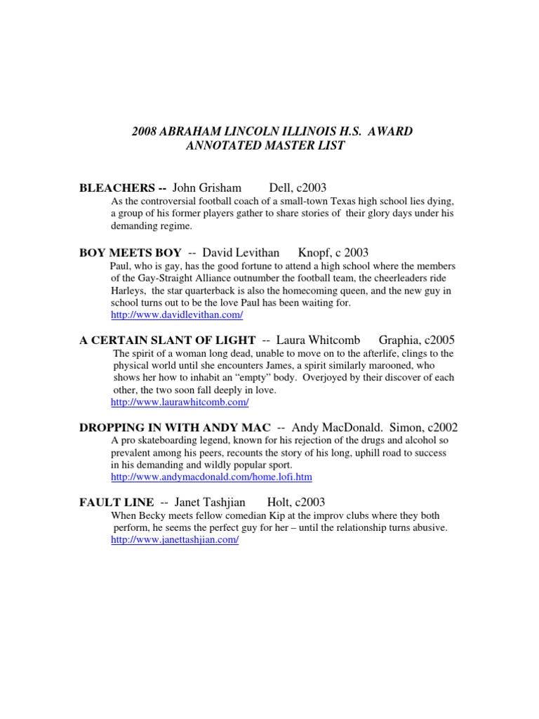 2008 Annotated Master List | PDF