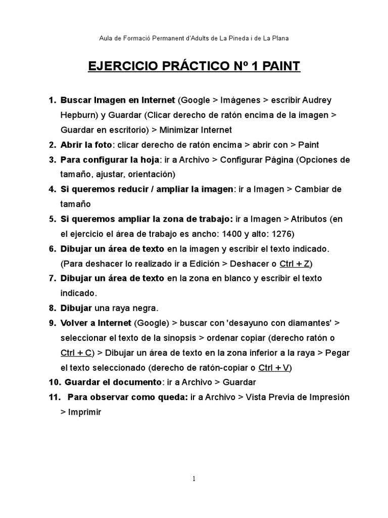 Ejercicios Prácticos con Paint | PDF | Point and Click | Informática