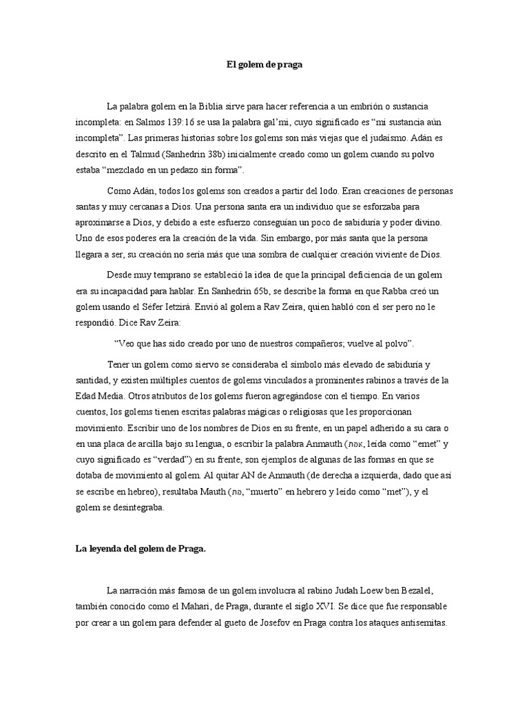El Golem de Praga | PDF | Judios y judaísmo | Tora