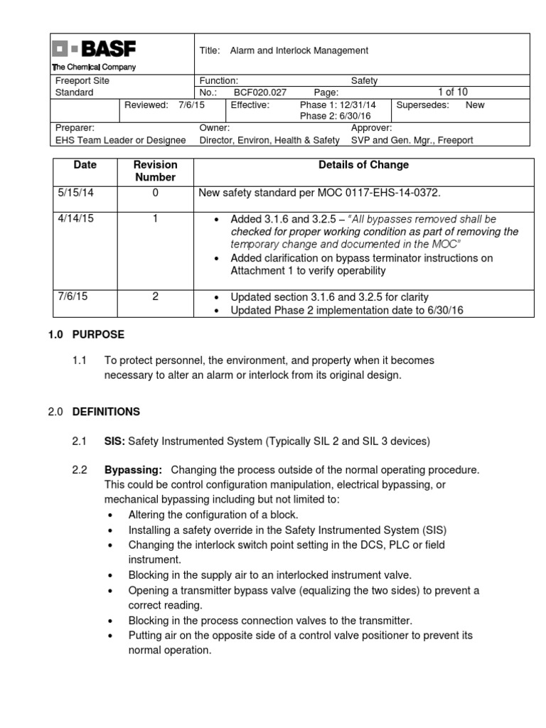 Alarm and Interlock Management | PDF | Safety | Systems Engineering
