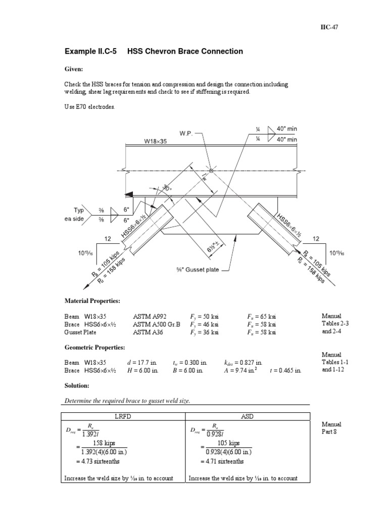 HSS Chevron Brace Connection Design | PDF | Welding | Construction