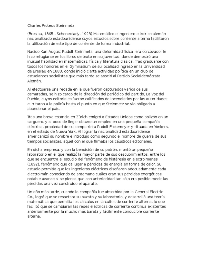 Charles Proteus Steinmetz | PDF | Histéresis | Magnetismo