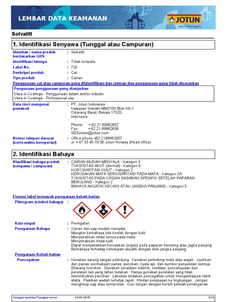 Solvalitt Safety Data Sheet | PDF