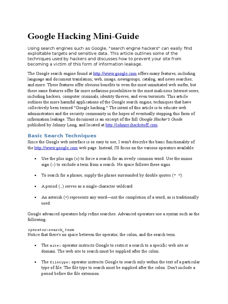 Google Hacking Mini | PDF | Internet Information Services | World Wide Web