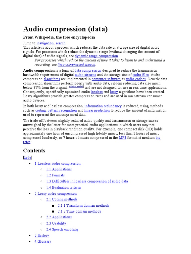 Audio Compression | PDF | Data Compression | Codec