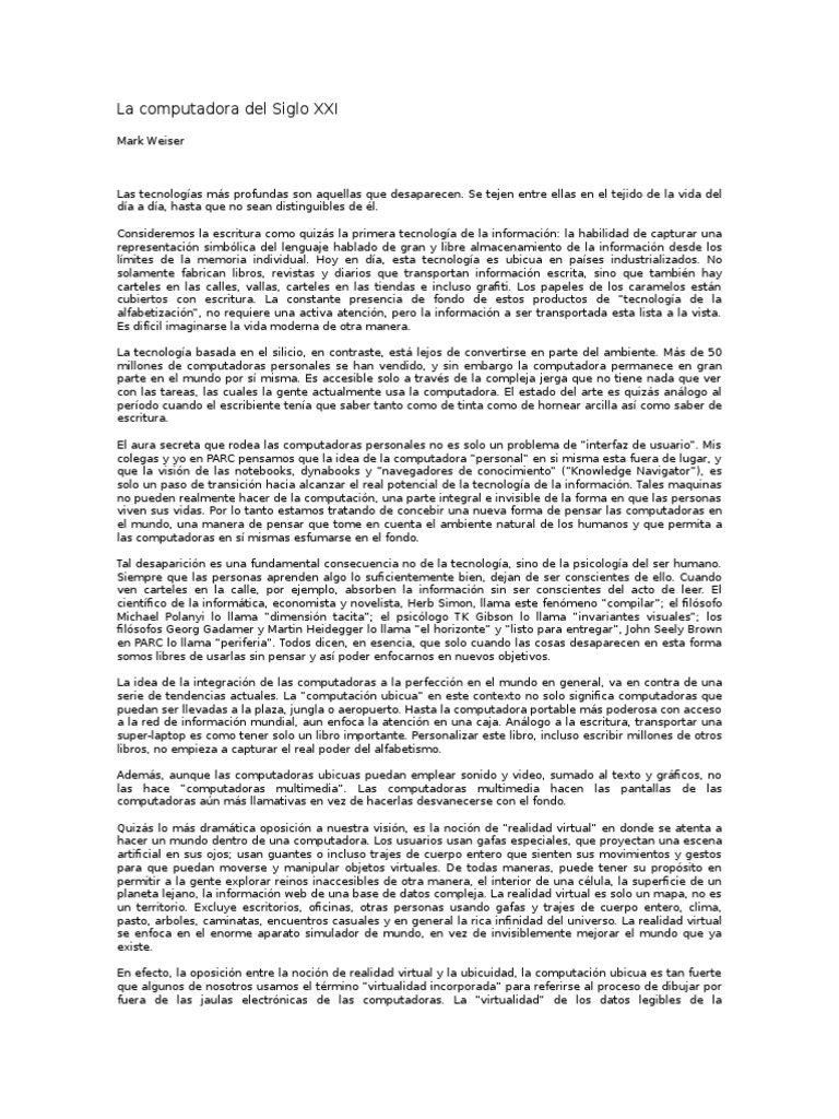 03 WEISER The Computer For The 21st Century | PDF | Memoria del ...