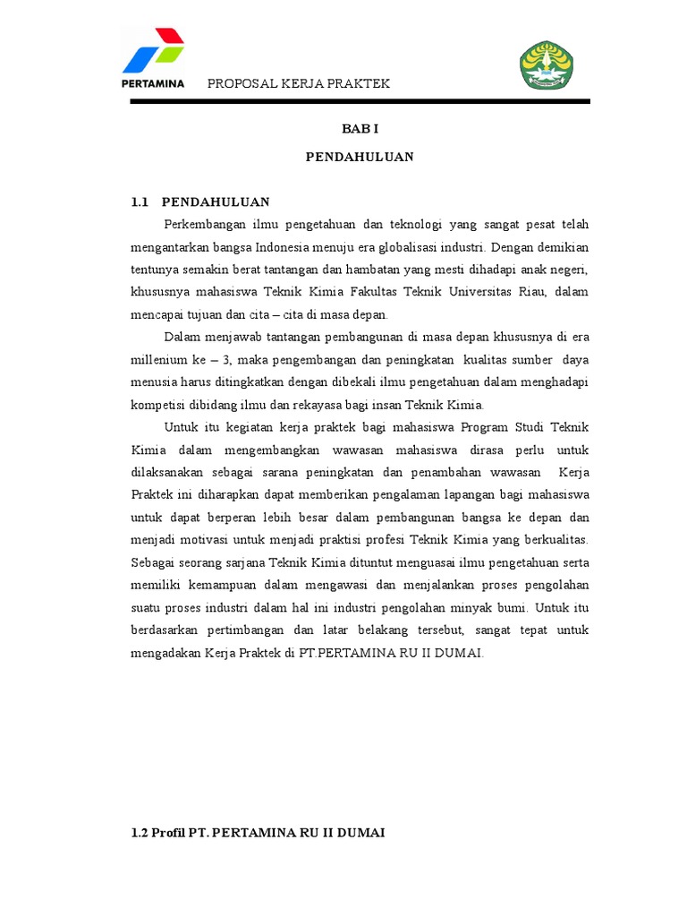 Proposal KP Pertamina | PDF | Teknologi & Rekayasa