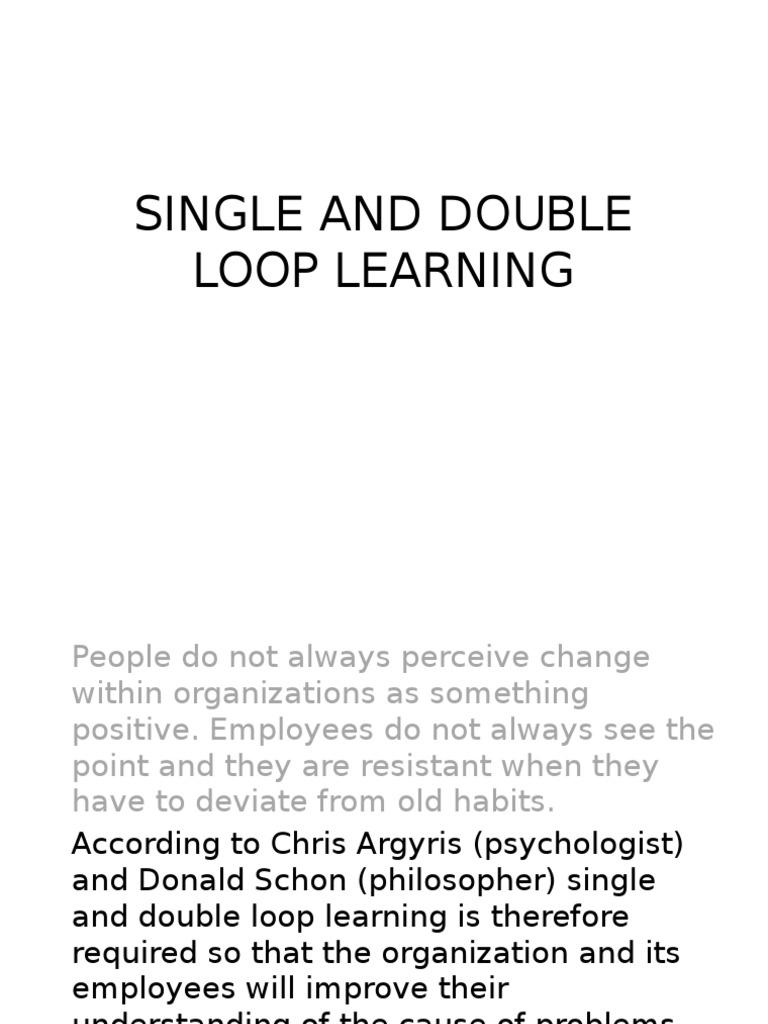 Single and Double Loop Learning | PDF
