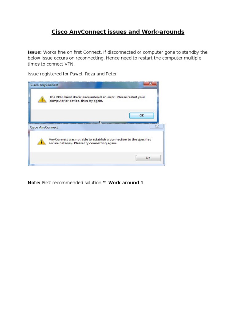 Cisco AnyConnect Issues and Work | PDF | Windows Registry | Software