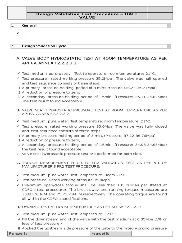 W-P-10-01 - Design Validation TestProcedure - BALL VALVE PR2 ANNEX F ...
