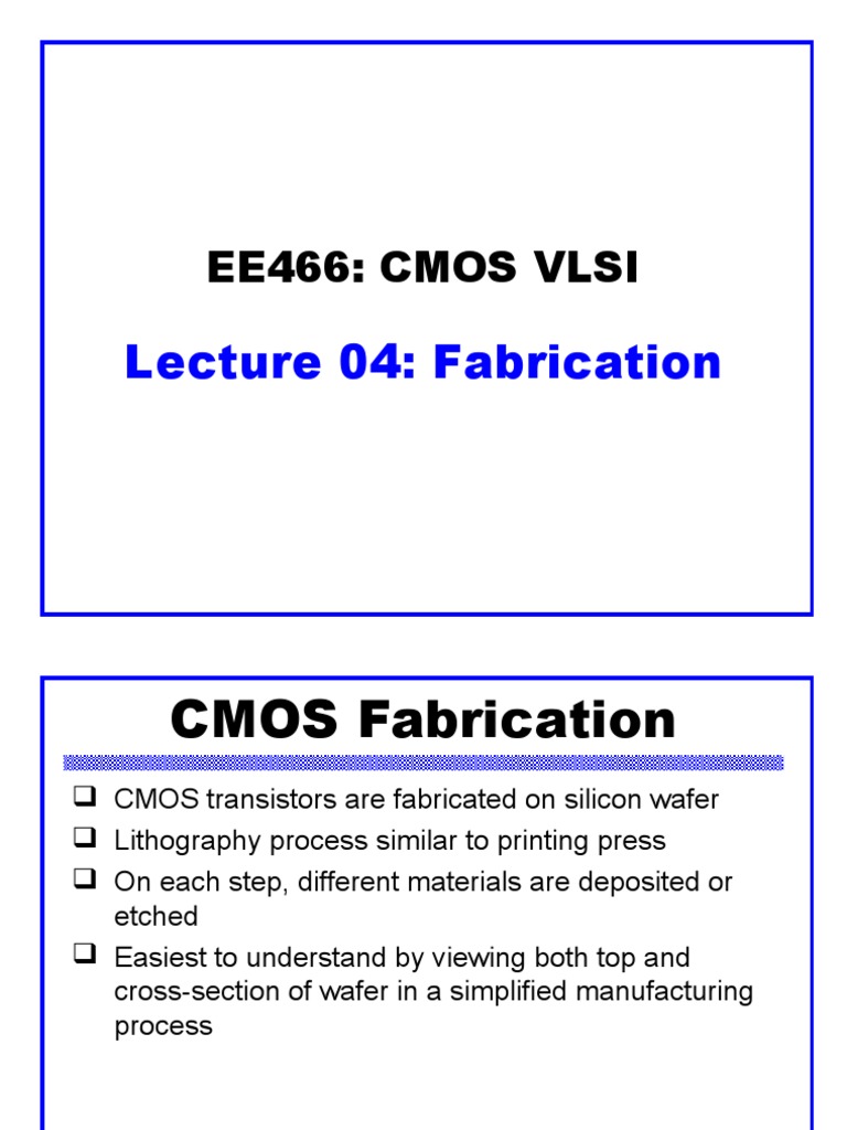 CMOS VLSI Fabrication Process Overview | PDF | Cmos | Wafer (Electronics)