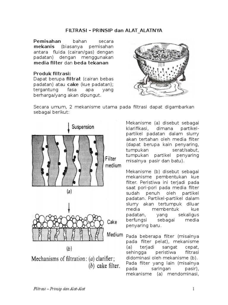 Prinsip dan Jenis-jenis Alat Filtrasi | PDF