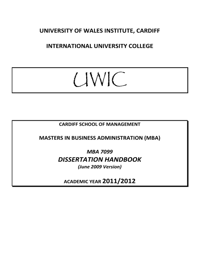 MBA Dissertation Handbook Overview | PDF | Thesis | Citation