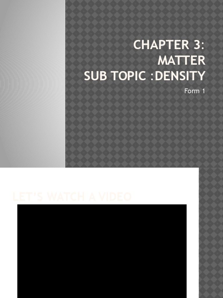 Chapter 3 Density Form 1 | PDF | Density | Volume