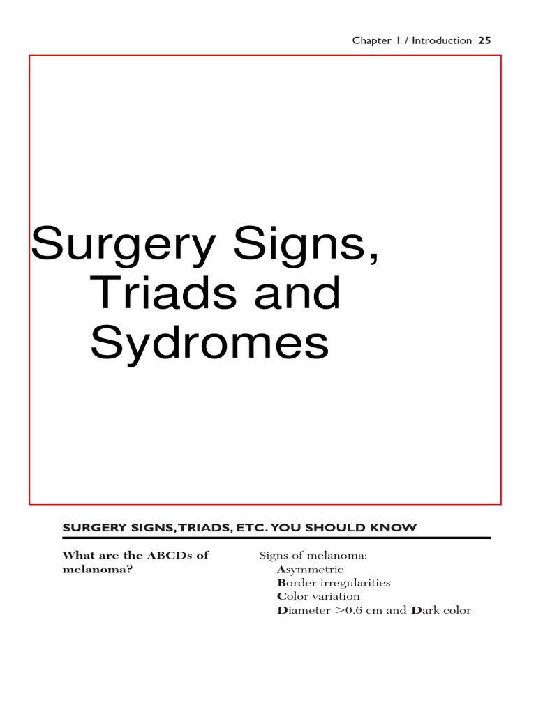 Surgery Signs, Triads N Syndromes | PDF | Thrombosis | Surgery