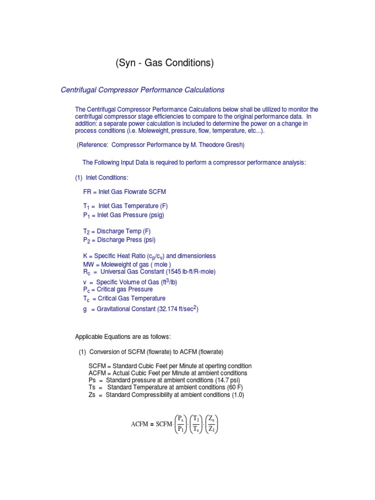 Centrifugal Compressor Performance Calculations | PDF | Horsepower ...