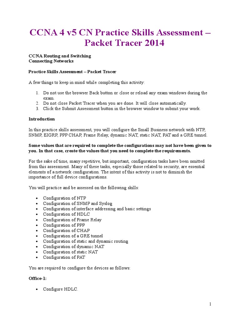 CCNA 4 v5 CN Practice Skills Assessment | PDF | Ip Address | Computer Network