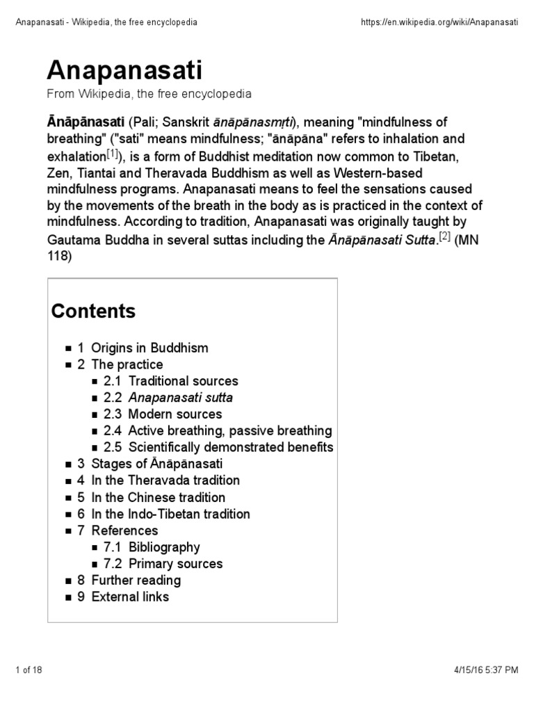 Anapanasati | PDF | Sati (Buddhism) | Indian Religions