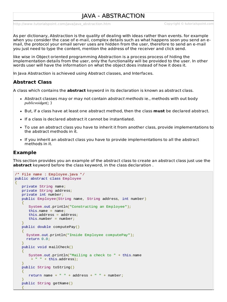 Java Abstraction PDF | PDF