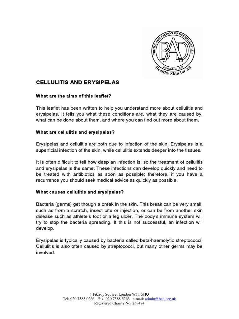 Cellulitis and Erysipelas Guide | PDF | Clinical Medicine | Epidemiology