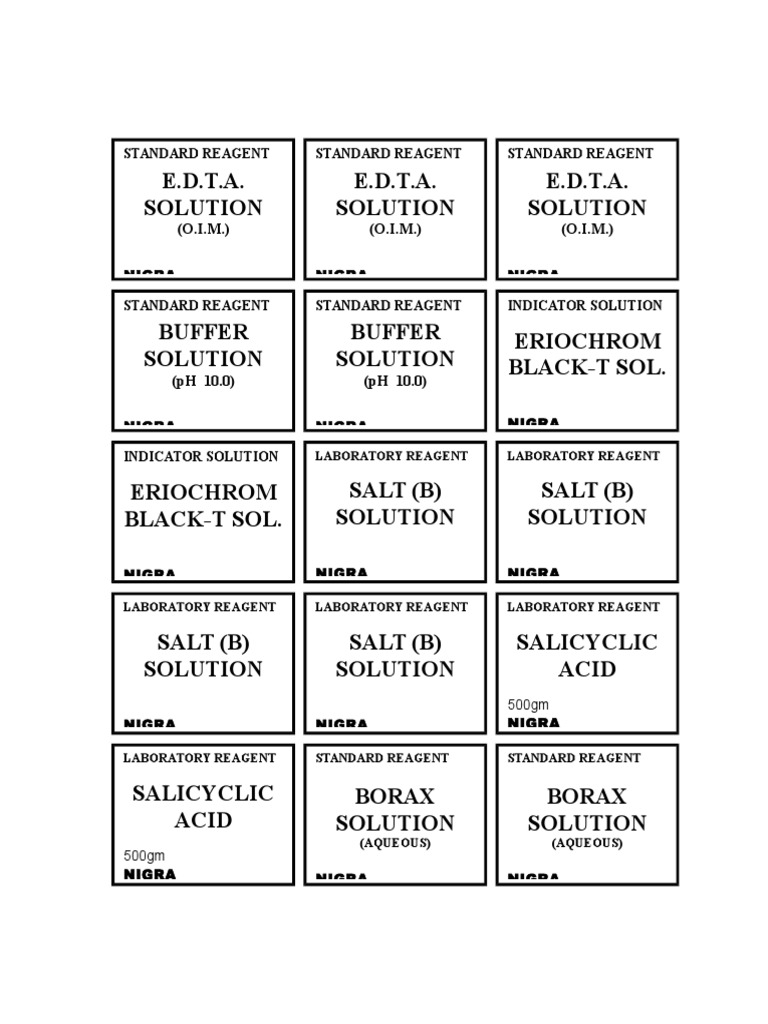 Standard Reagents and Solutions List | PDF | Home & Garden | Science ...