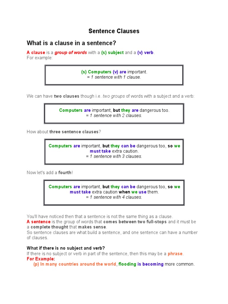 Lesson 1 Sentence Clauses and Simple Sentences | PDF | Sentence ...