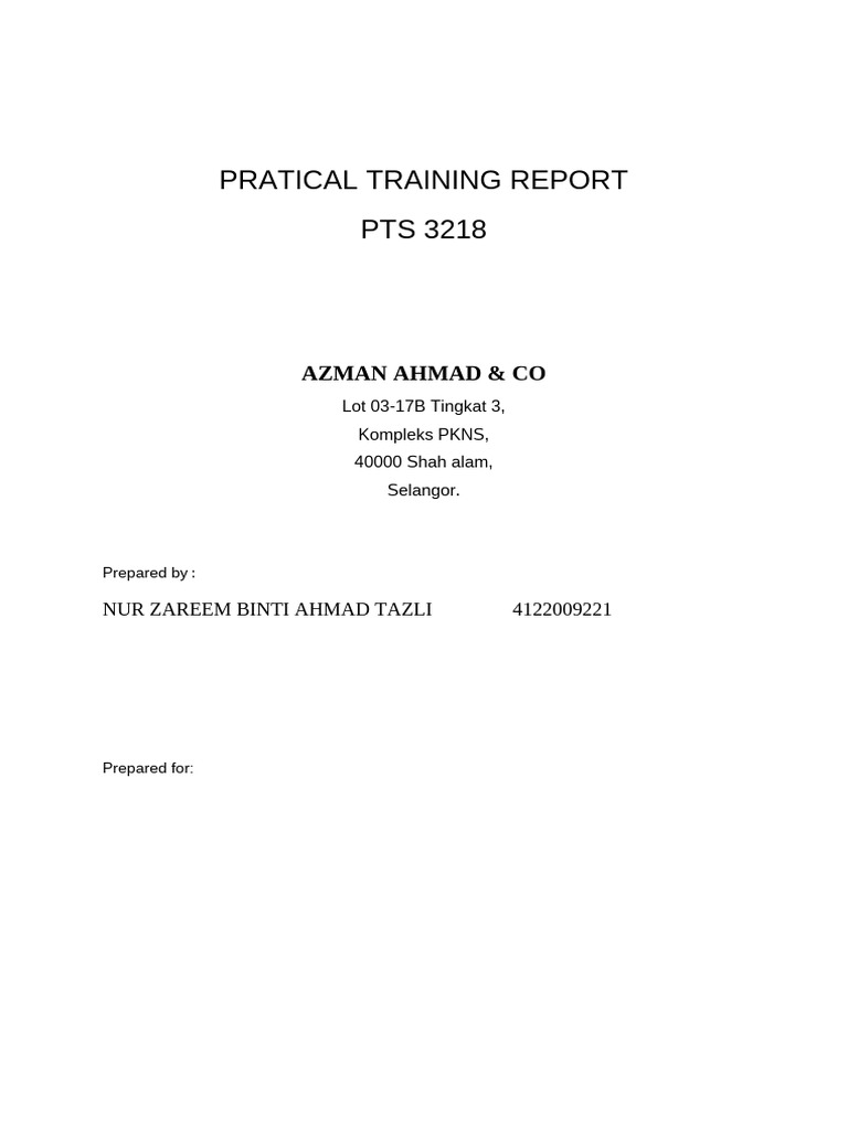 Practical Training Report Simple Type | PDF | Internship | Job Hunting
