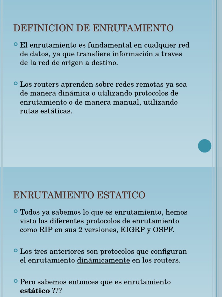 Enrutamiento Estatico CCT REDES | PDF | Enrutador (Computación) | Enrutamiento