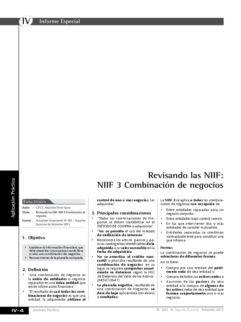Niif 3 Practico | normas internacionales de INFORMACION FINANCIERA ...