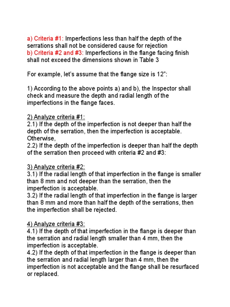 Flange Face Serration Damage Criteria | PDF