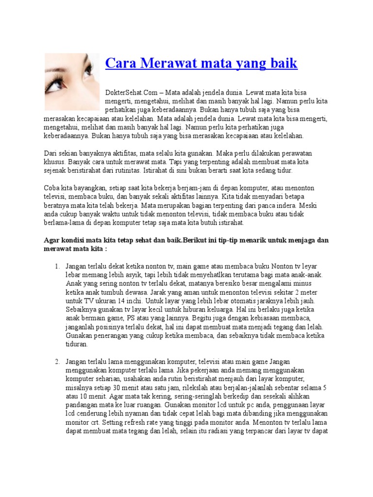 Cara Merawat Mata Yang Baik | PDF