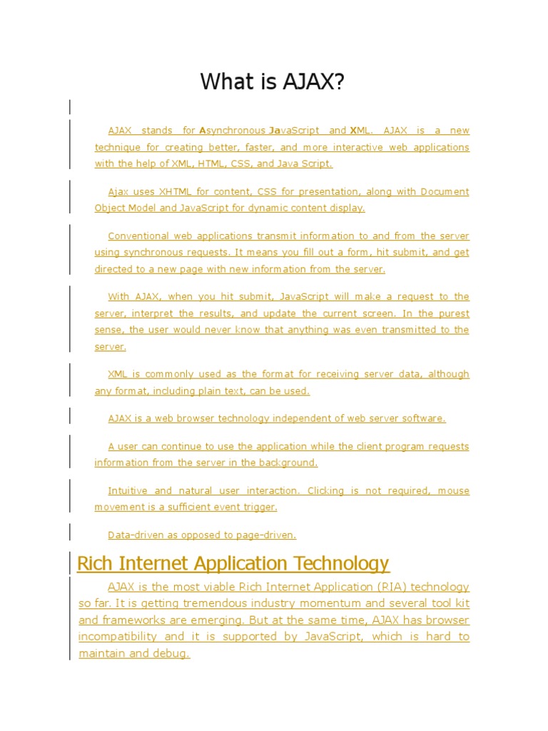 AJAX: Asynchronous JavaScript and XML Guide | PDF | Ajax (Programming) | Web Application