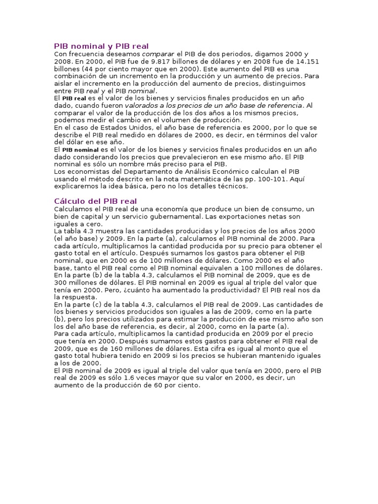 PIB Nominal y PIB Real | PDF | Producto Interno Bruto | Precios