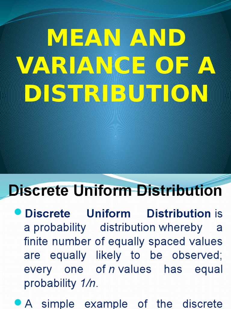 Variance and Mean of A Distribution Powerpoint Presentation | PDF ...