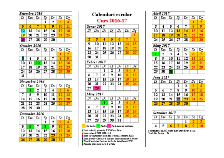 Calendari Escolar 2016-17 | PDF