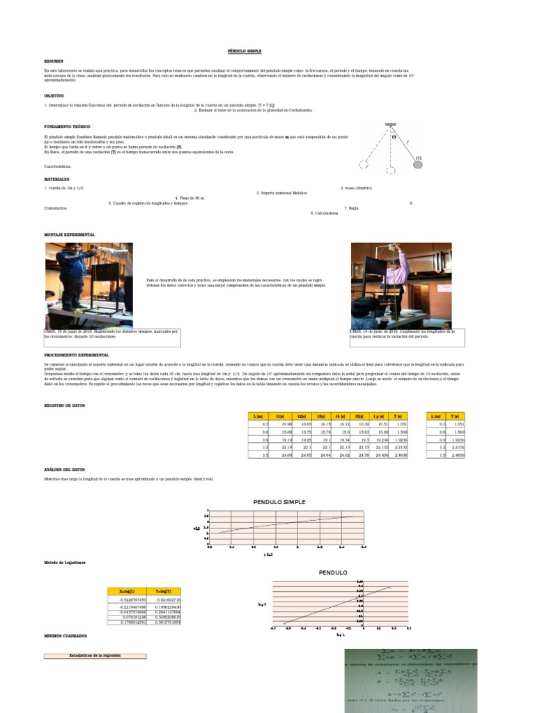 LABORATORIO Pendulo Simple | PDF | Péndulo | Oscilación