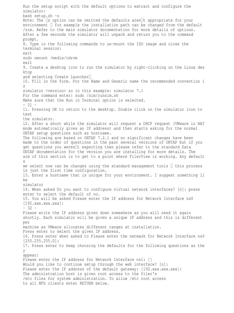 Netapp Simulator Install | PDF | V Mware | Ip Address