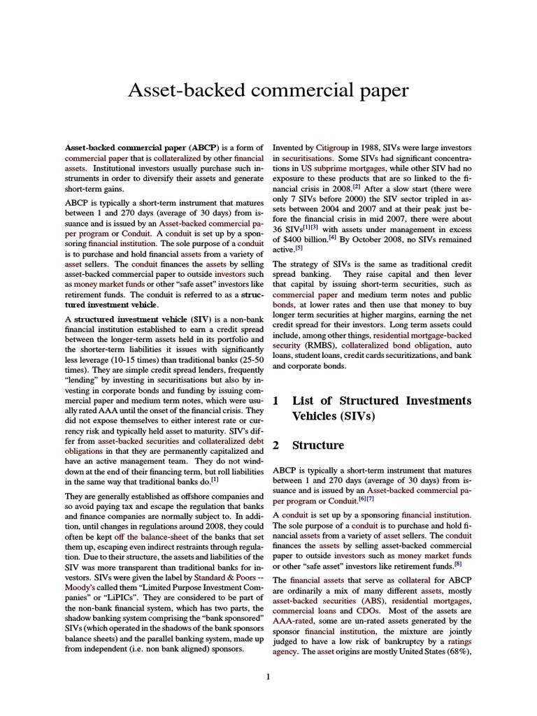 Asset-Backed Commercial Paper | PDF | Asset Backed Commercial Paper | Bonds (Finance)
