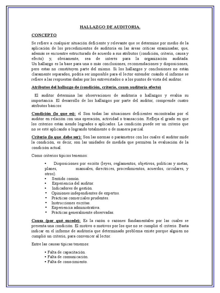 Hallazgo de Auditoria Gestion | PDF | Auditoría financiera | Contralor