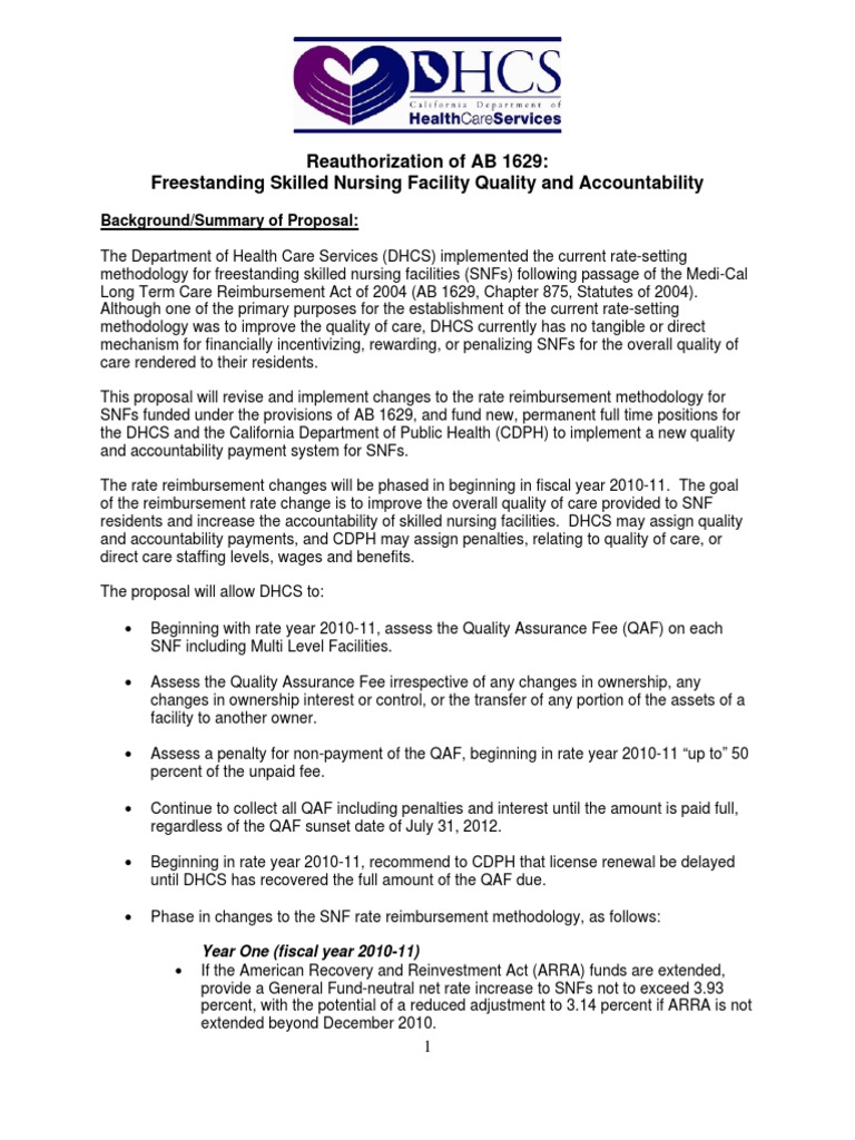 Budget - Dhcs FACT SHEET For Stakeholders - AB 1629 Re Authorization | PDF | Nursing Home Care ...