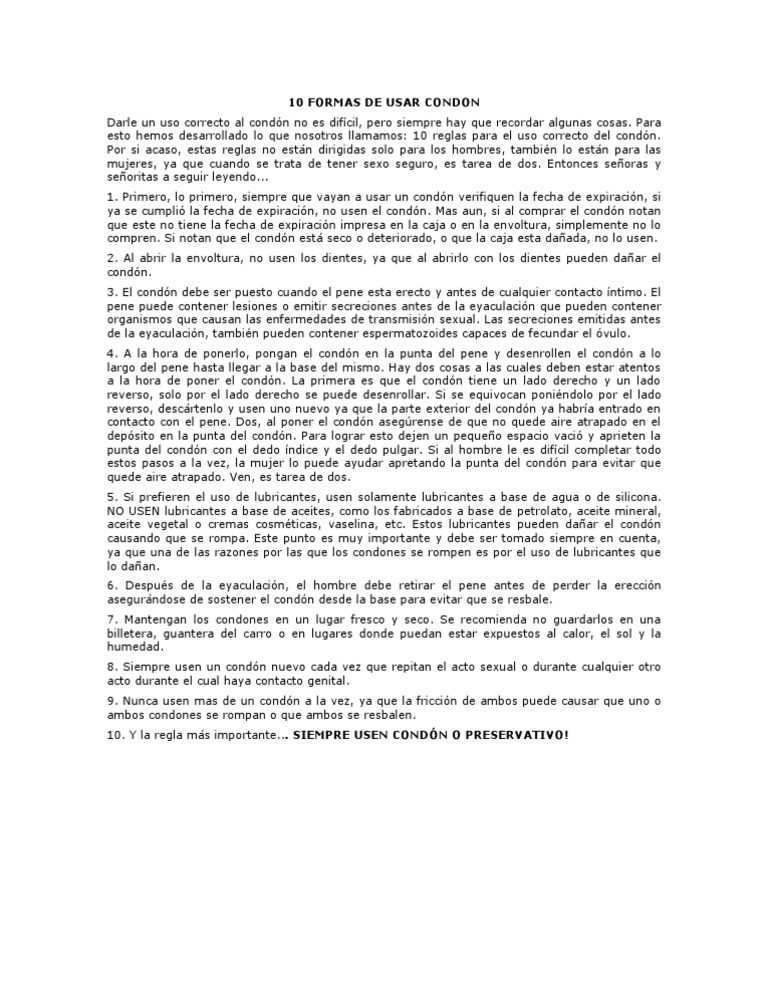 10 Formas de Usar Condon | PDF | Condón | Reproducción humana