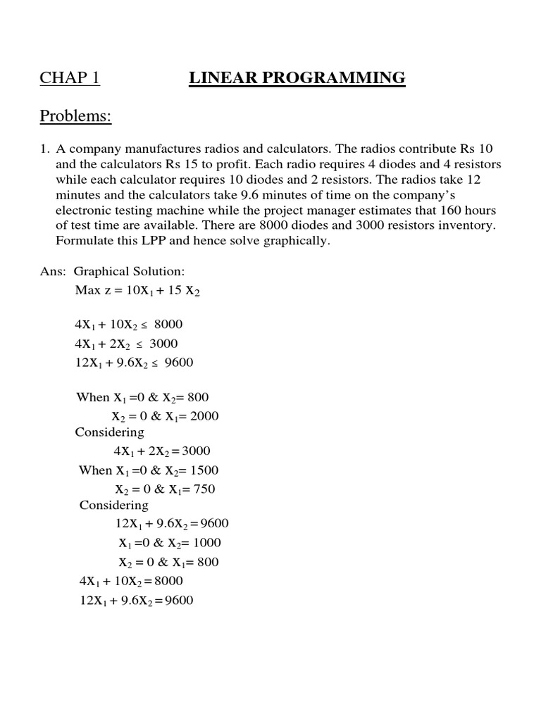 Chap 1 Linear Programming Problems Pdf Washing Machine Mathematical Concepts
