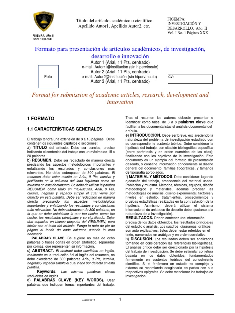 Formatos Para Publicacion de Articulos Academicos y Cientificos2016-20 ...