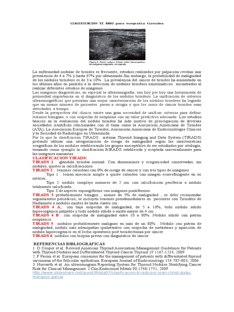Clasificacion Ti Rads | PDF | Enfermedades y trastornos ...