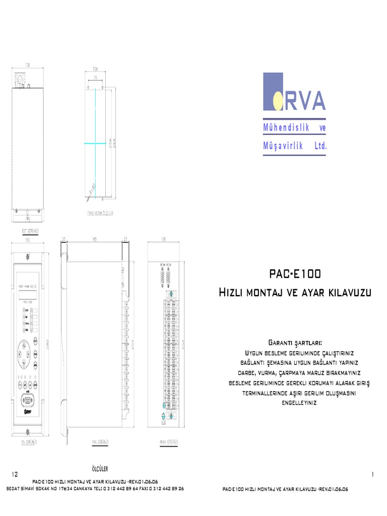 Pac E100 Hizli Ayar Ve Kullanim | PDF