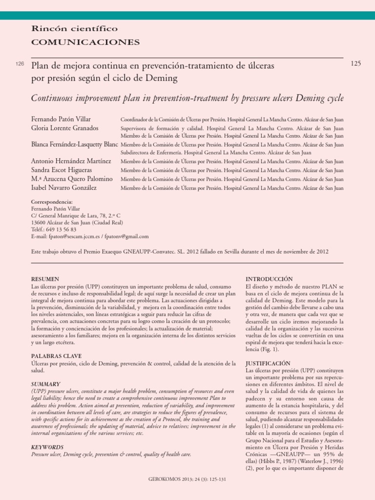 Ejemplo Deming Upp | PDF | Enfermería | Hospital