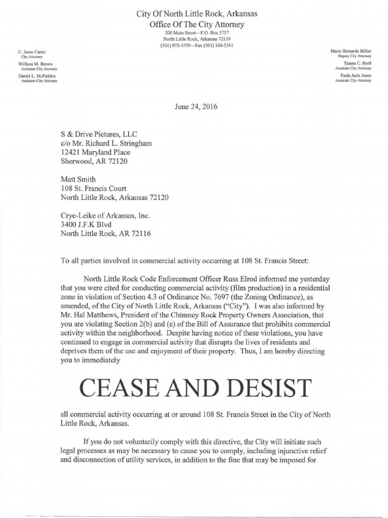 NLR Cease And Desist Letter