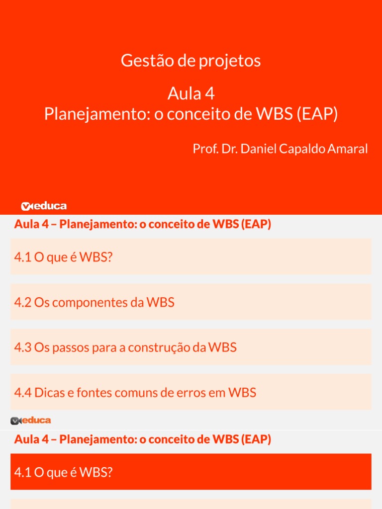 AULA 05 5 Planejamento O Conceito de WBS EAP (Completa) PDF | PDF