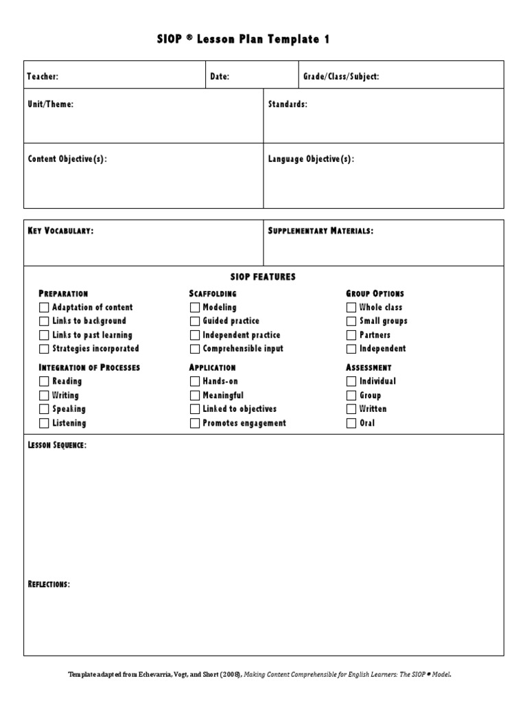 Siop Lesson Plan Templates | PDF | Unrest | Armed Conflict